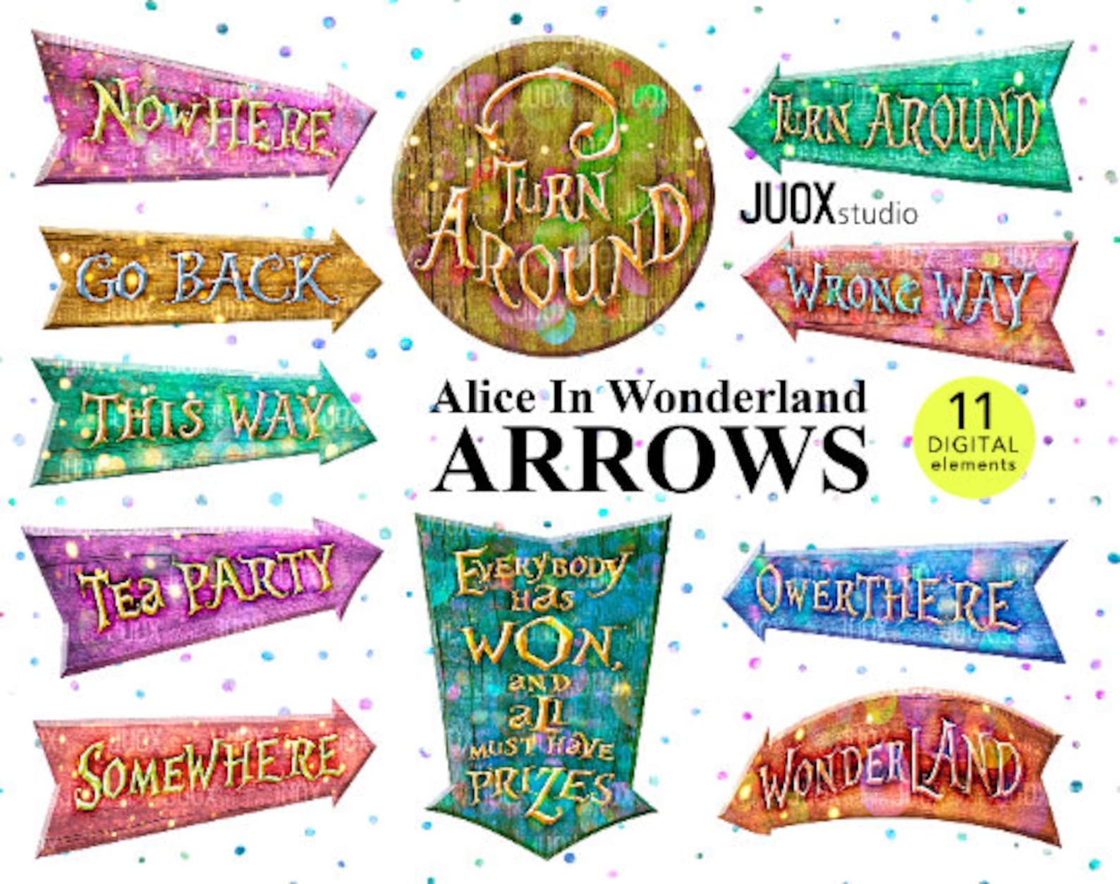Printable Alice in Wonderland Arrow Sign Posts, Onederland Arrows ...