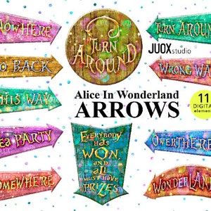 Printable Alice in Wonderland Arrow Sign Posts, Onederland Arrows ...
