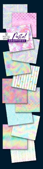12 SEAMLESS Only JPG Pastel Gradient Digital Backgrounds Paper Pack ...