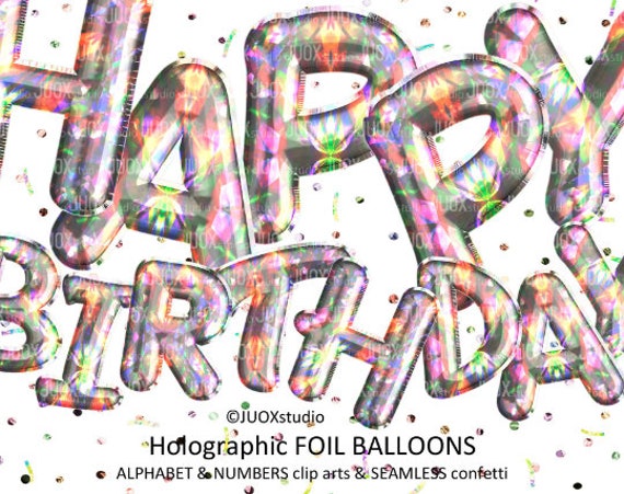 Holographic Foil Balloons Clipart Letters Numbers Alphabet - Etsy