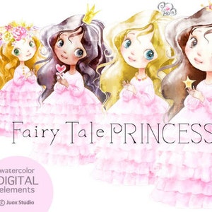 Fairy Tale Princess Watercolor Clipart Pink Carriage - Etsy
