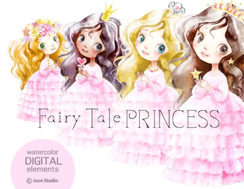 Fairy Tale Princess Watercolor Clipart Pink Carriage - Etsy