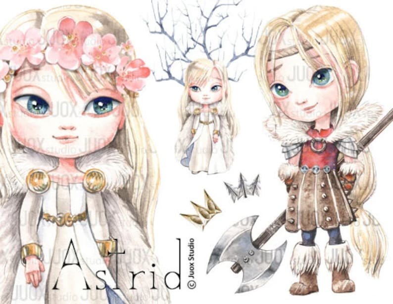 Astrid Clipart, Fairy Tale Princess, Watercolor Clipart, Digital ...
