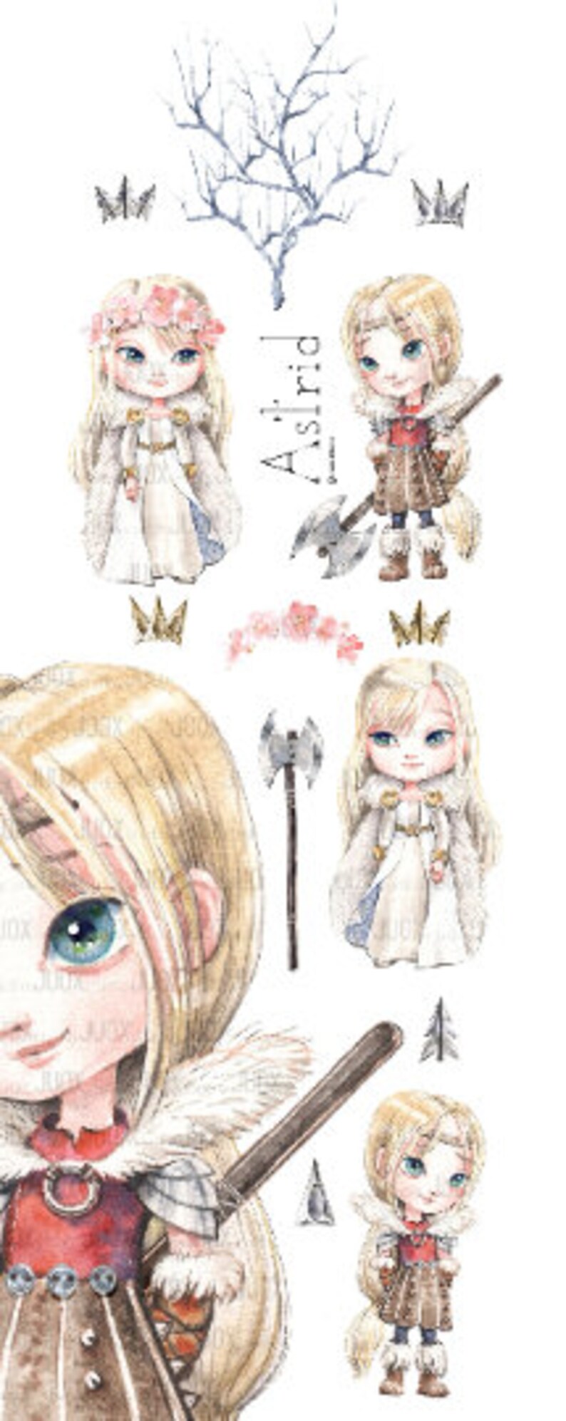 Astrid Clipart, Fairy Tale Princess, Watercolor Clipart, Digital ...