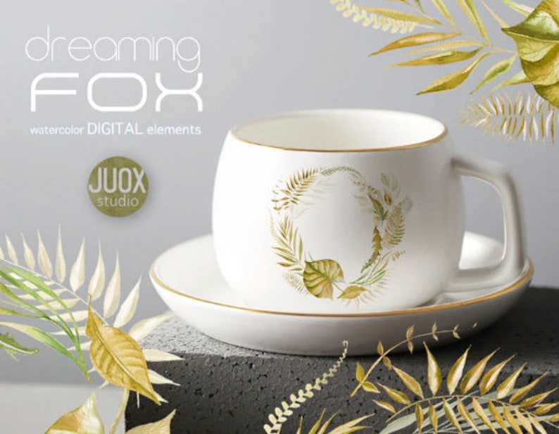 Dreaming Fox Watercolor Clipart, PNG, Fox, Birds, Artwork Digital File ...