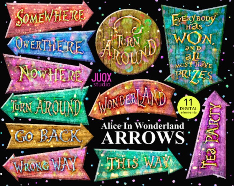Printable Alice in Wonderland Arrow Sign Posts, Onederland Arrows ...