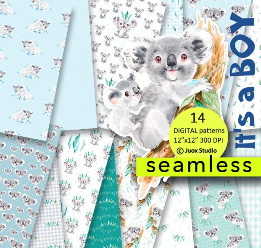 SEAMLESS Paper Cute Koalas, Watercolor Koala, Koala Lover, Summer ...