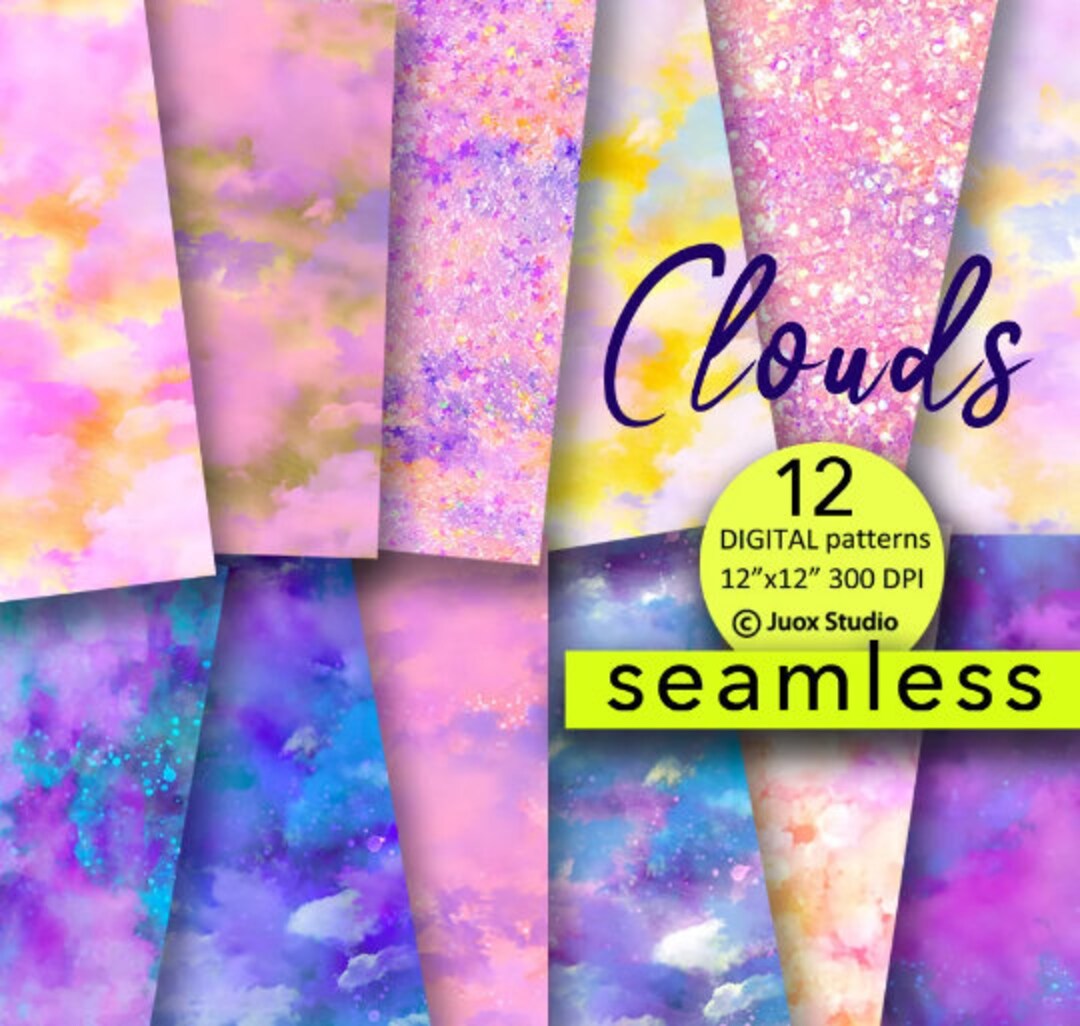 12 SEAMLESS Only JPG Clouds Pastel Digital Backgrounds Paper Pack ...