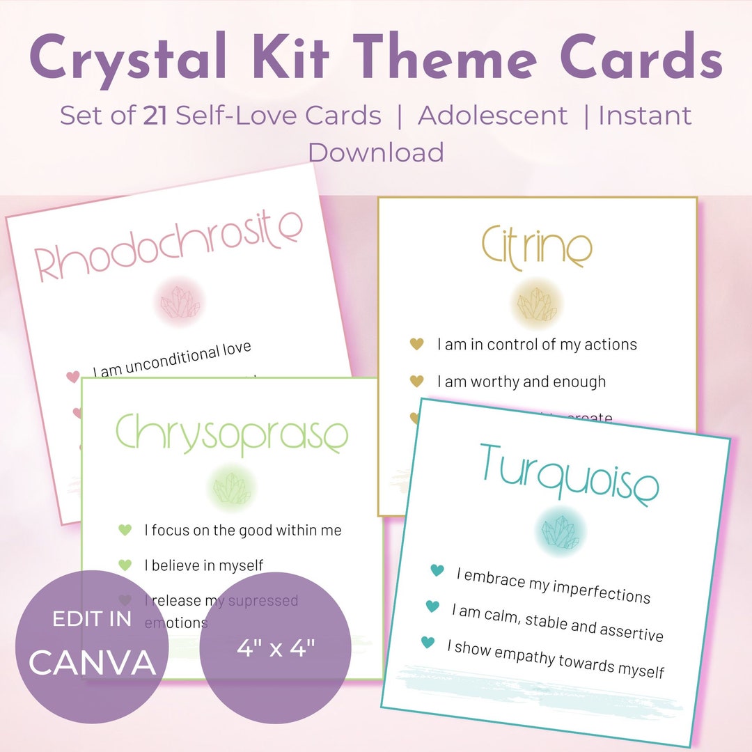 Crystal Meaning Cards: Self-love Affirmations for Teens (digital ...