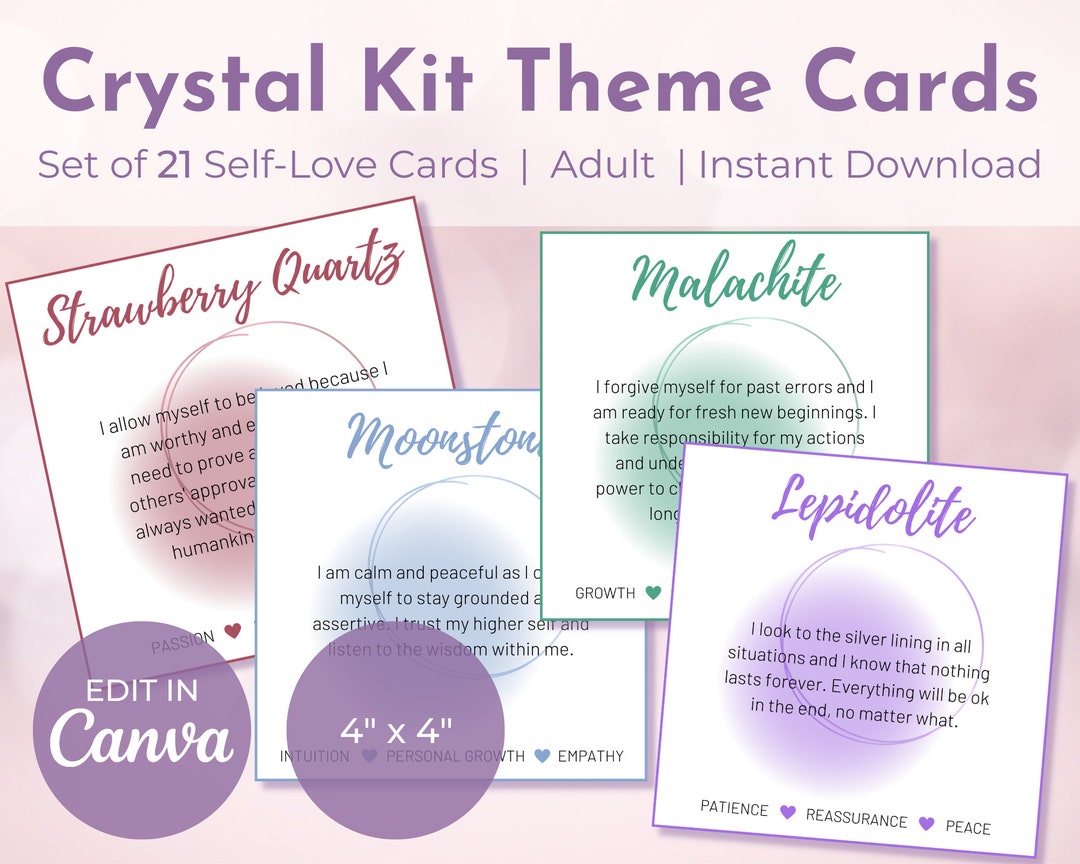 21 Adult Self-love Affirmation Cards Printable Crystal Meaning Cards 4 ...