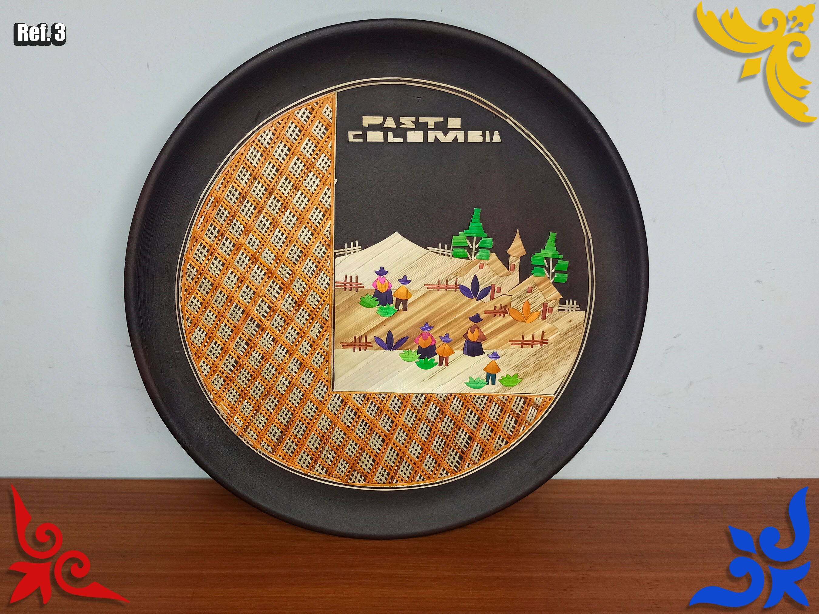 Colombia Wood Decor Colombian Art Handmade Wood Plate Folk Souvenir ...
