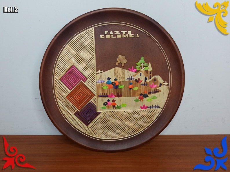 Colombia Wood Decor Colombian Art Handmade Wood Plate Folk Souvenir ...