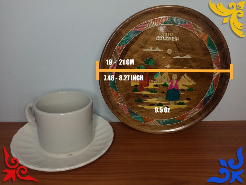 Colombia Wood Decor Colombian Art Handmade Wood Plate Folk Souvenir ...