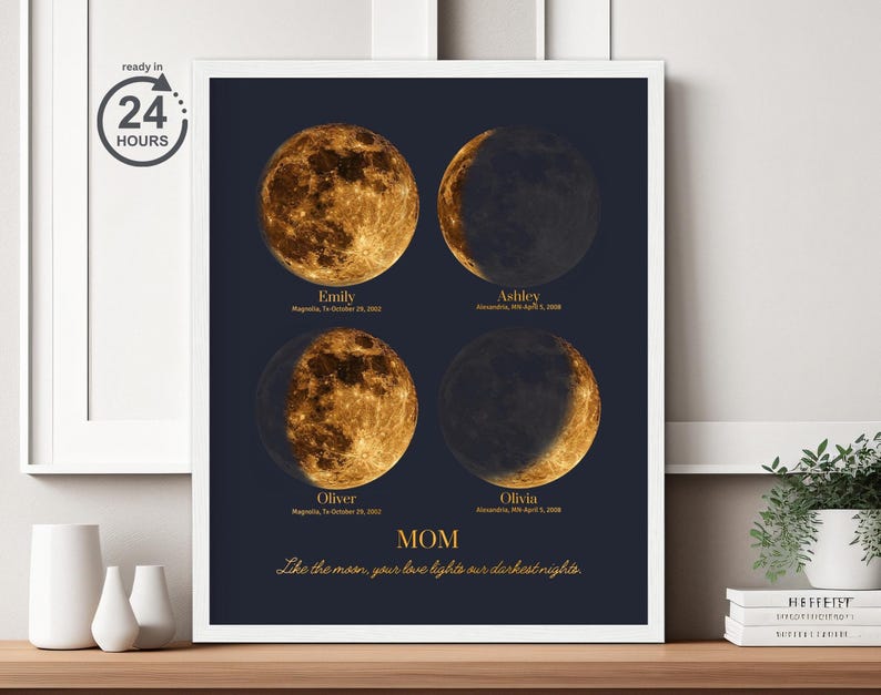 Custom Moon Phase, Moon Phase Gift From Children, Personalized Lunar ...
