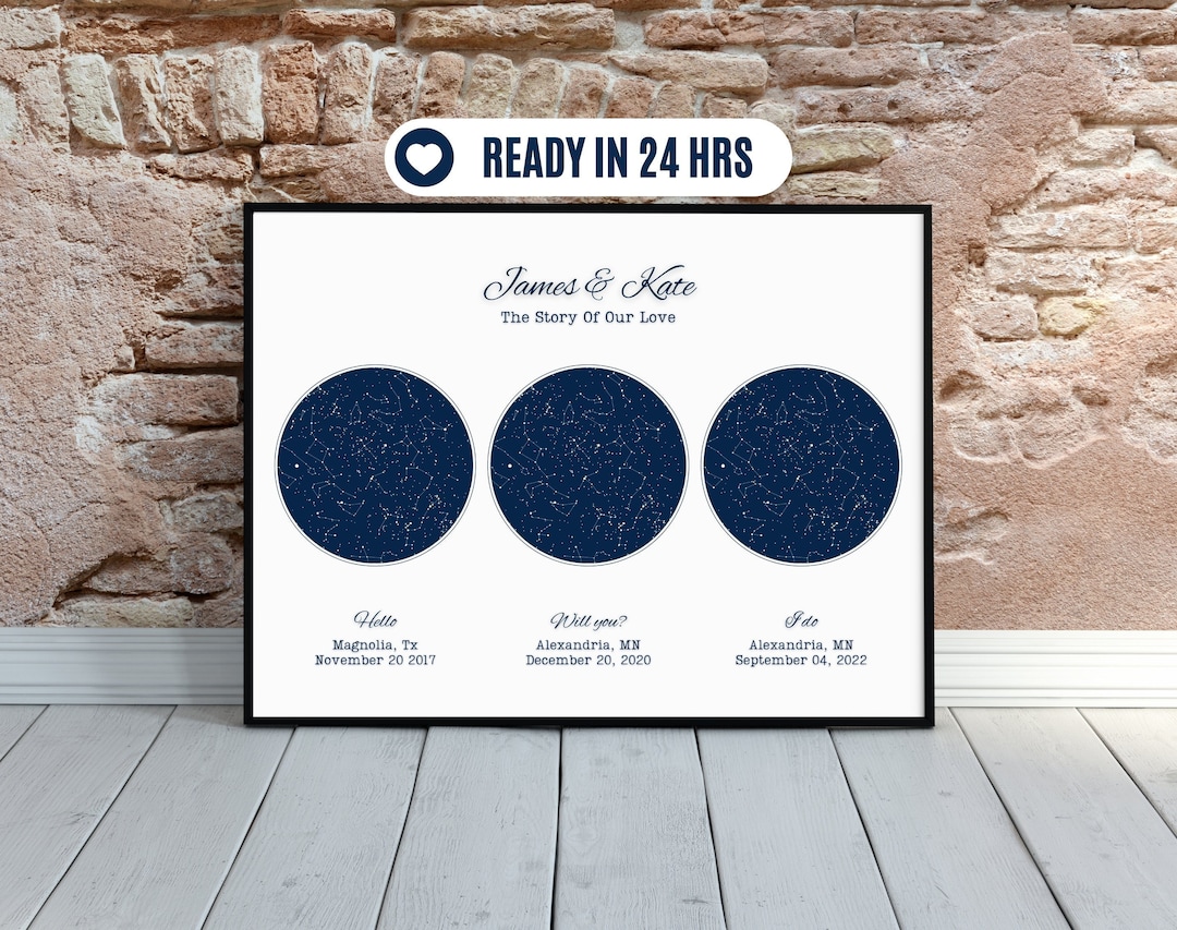 Star Map Anniversary Gift Star Map by Date Star Map Art - Etsy