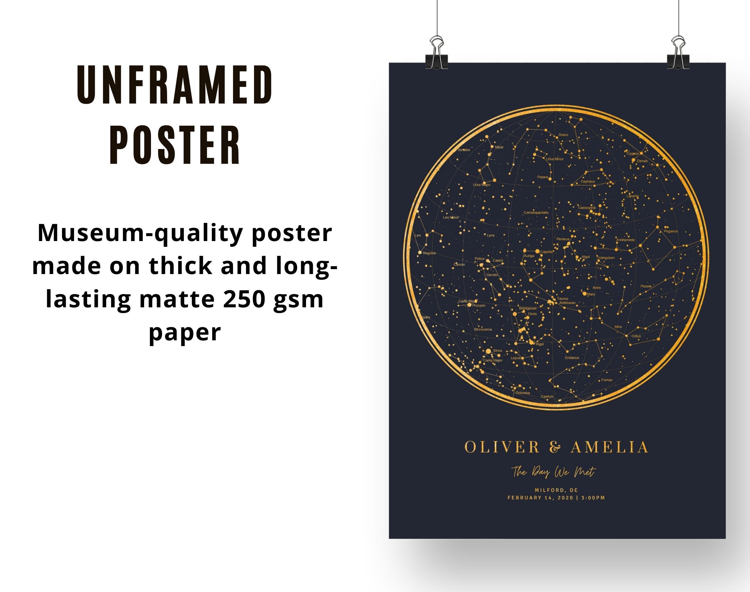 Personalized Star Map Poster, Date and Location Astronomy, Unique Sky ...