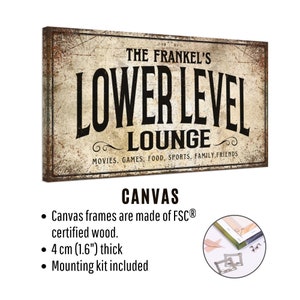 Personalized Lower Level Lounge Sign, Family Game Room Basement Sign ...
