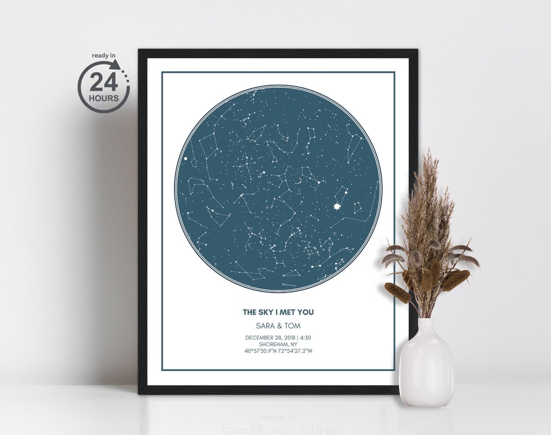 Unique Star Map by Date and Location, Any Color Available Star Chart - Etsy