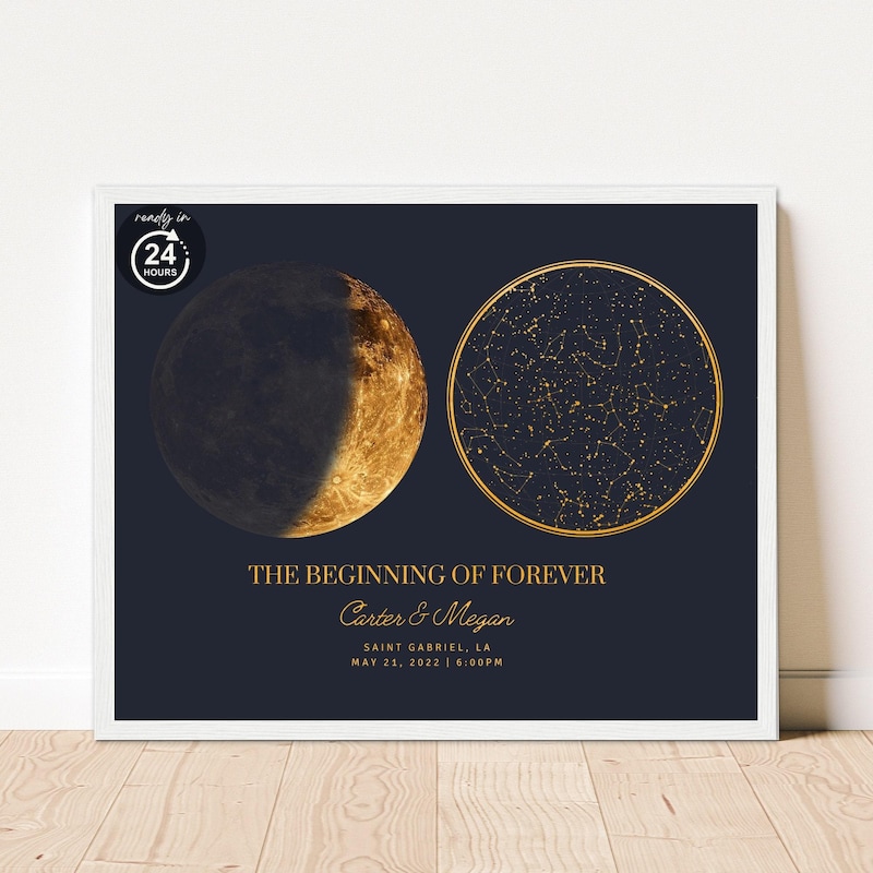 Star Moon Map Canvas - Etsy