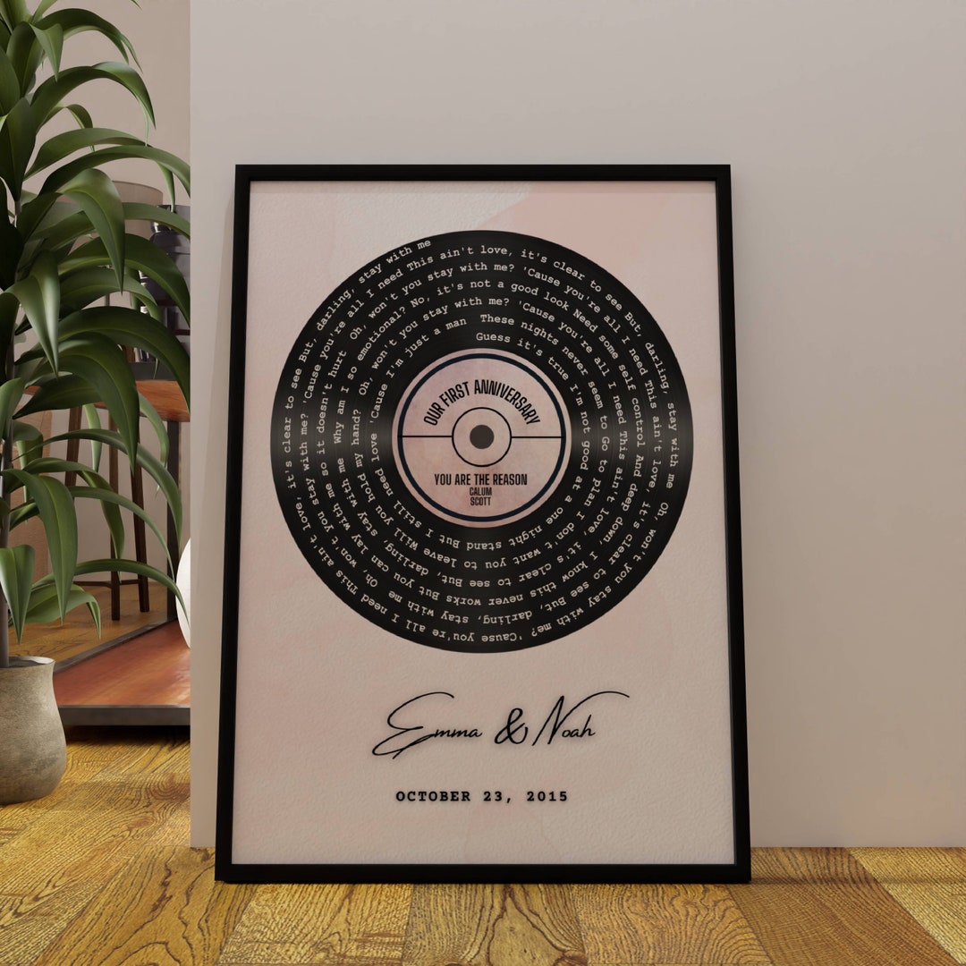 Custom Vintage Pink Design Vinyl Record Art, First Dance Lyrics Gift ...
