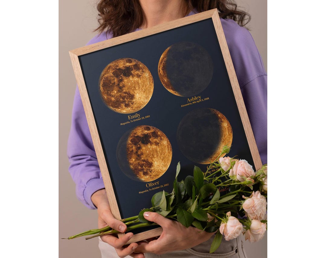 Custom Moon Phase, Moon Phase Gift From Children, Personalized Lunar ...