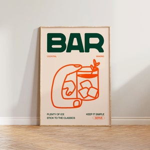 Kitchen Print Wall Art, Bar Sign, Retro Bar Print, Cocktail ...