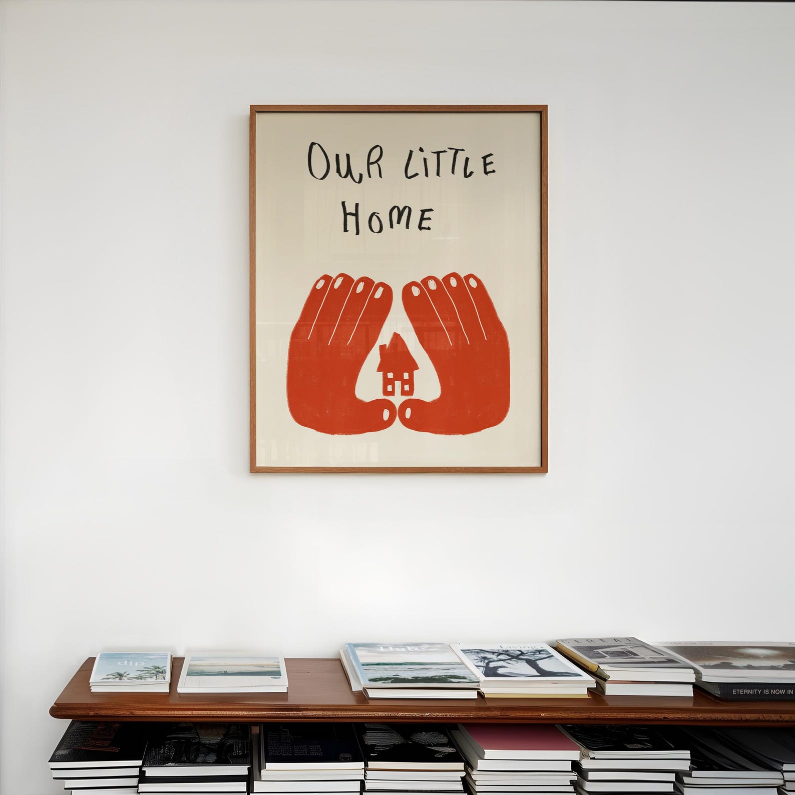 Living Room Wall Art Poster, Hand Drawn Doodle Our Little Home Print ...