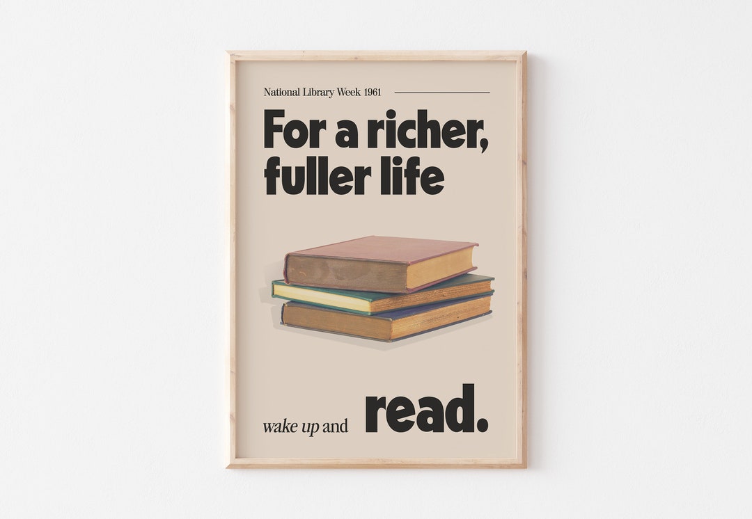 Vintage Print Retro National Library Week Poster Reading - Etsy