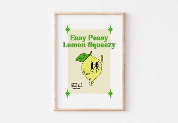 Retro Wall Art Easy Peasy Lemon Squeezy Poster Retro Print - Etsy