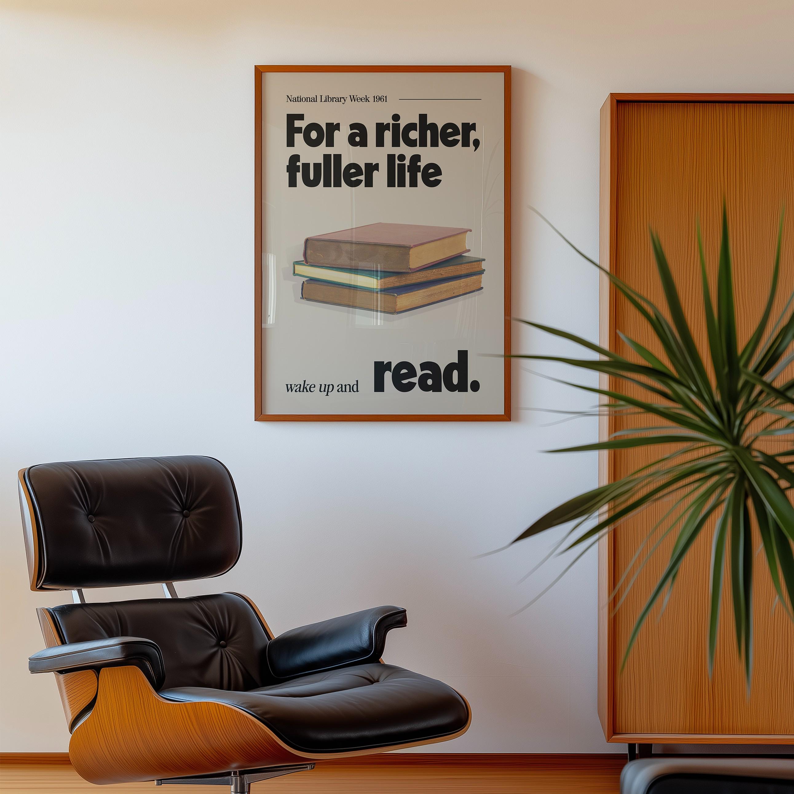 Vintage Print, Retro National Library Week Poster, Reading Wall Art ...