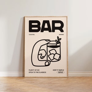 Bar Print Wall Art, Bar Sign, Kitchen Print, Cocktail Illustration ...