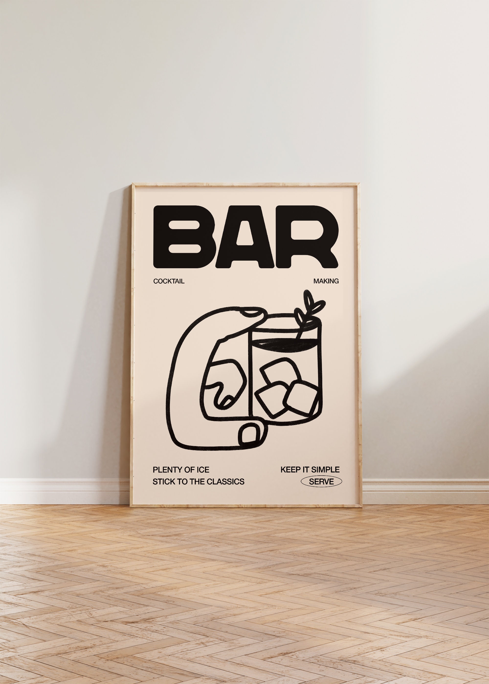 Bar Print Wall Art, Bar Sign, Kitchen Print, Cocktail Illustration ...