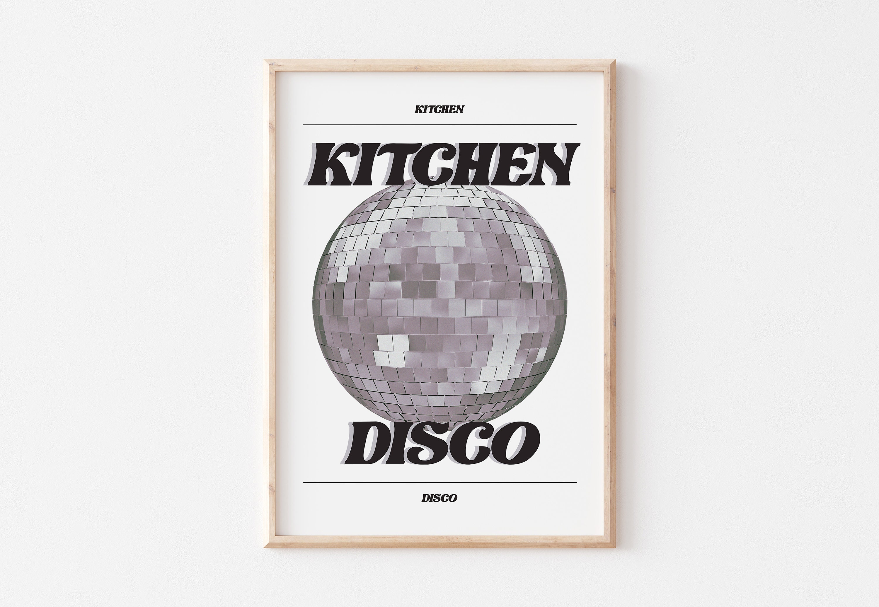 Kitchen Print, Kitchen Disco Poster, Typography Wall Art, Retro Disco ...