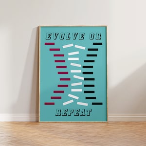 Retro Print, Evolve or Repeat Poster, Retro Wall Art, Vintage Wall ...