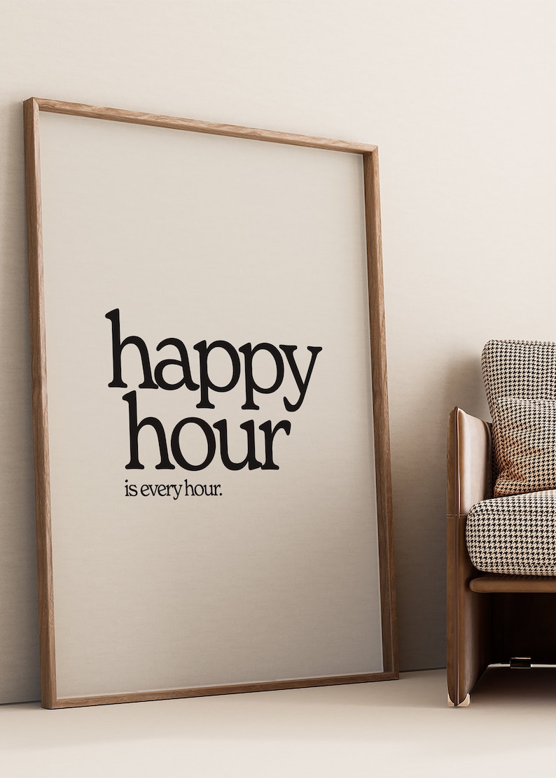Retro Wall Print, Happy Hour Poster, Retro Print, Retro Wall Decor ...