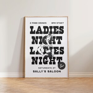 Cowgirl Print, Retro Western Wall Art Decor, Ladies Night Saloon Bar ...