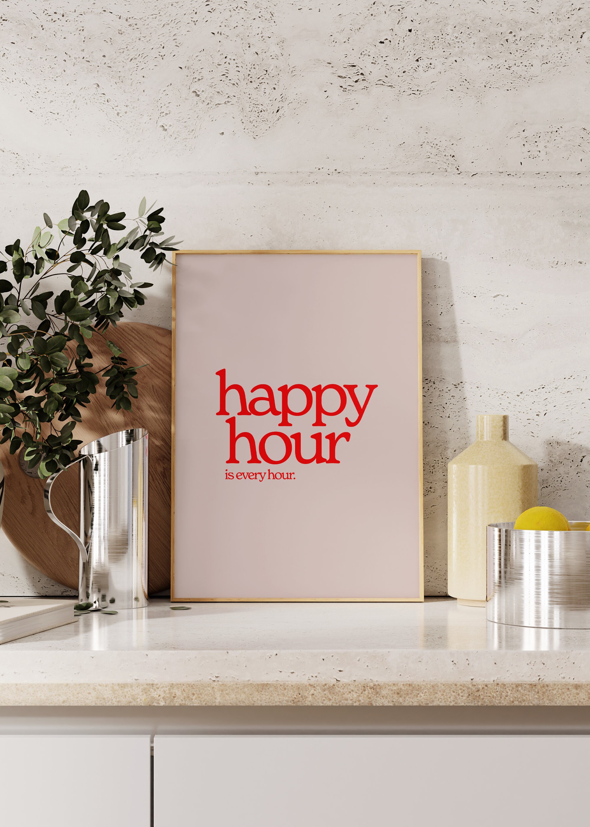 Retro Wall Print, Happy Hour Poster, Retro Print, Retro Wall Decor ...