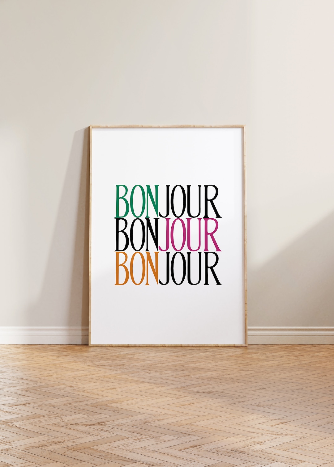 Bonjour Print Poster, Bold Print, Typography Print, Bonjour Poster ...