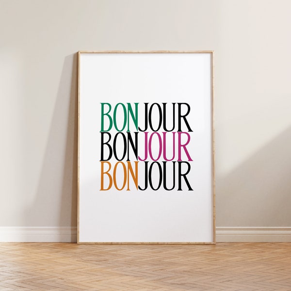 Bonjour Print - Etsy UK