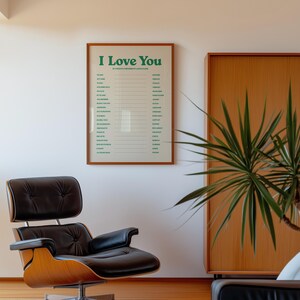 Retro Quote Wall Print, I Love You Print in Different Languages Poster ...