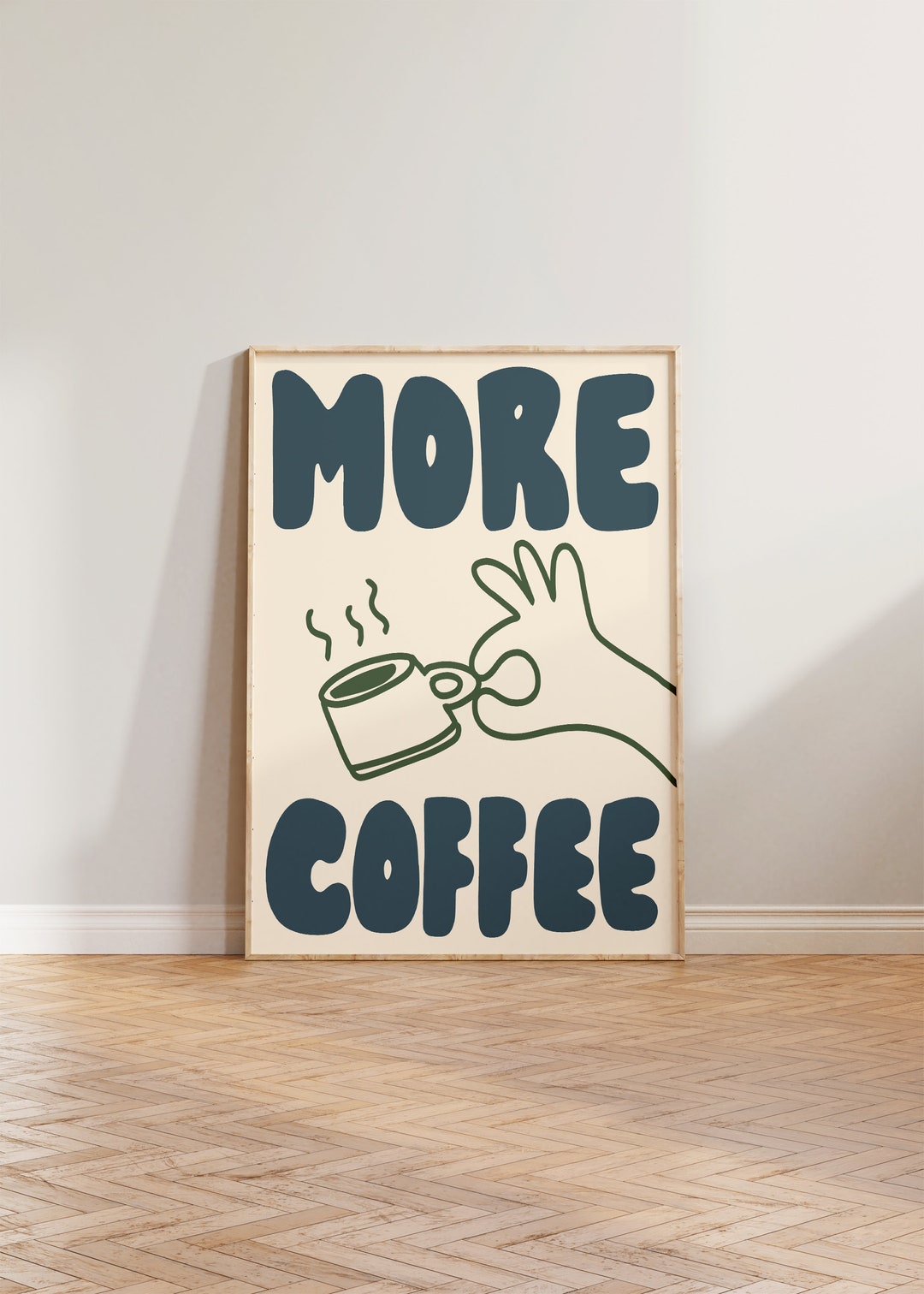 Kitchen Prints Wall Art, More Coffee Print Poster, Retro Hand Drawn ...