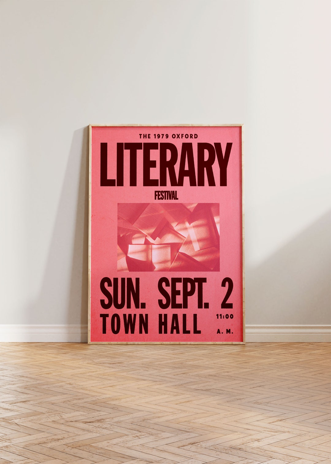 Retro Book Print, Reading Wall Art, Vintage Reading Festival, Vintage ...