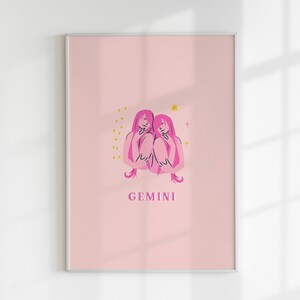 Gemini Print, Gemini Poster, Zodiac Print, Gemini Zodiac Gift ...