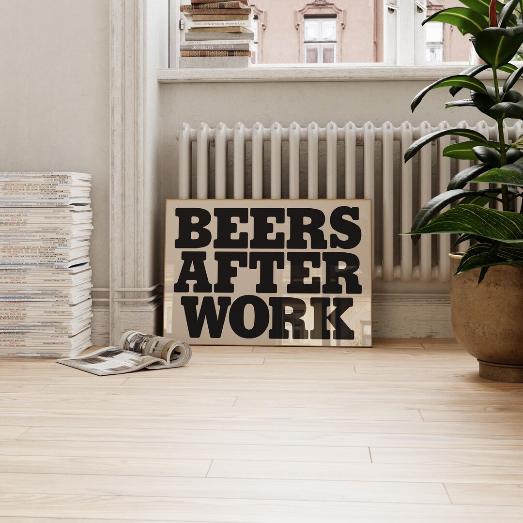Mid Century Retro Office Print, Beer Wall Art, Bar Print Wall Decor ...