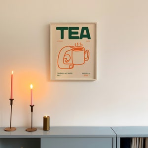 Kitchen Print, Tea Wall Art, Tea Illustration Kitchen Prints, Hand ...