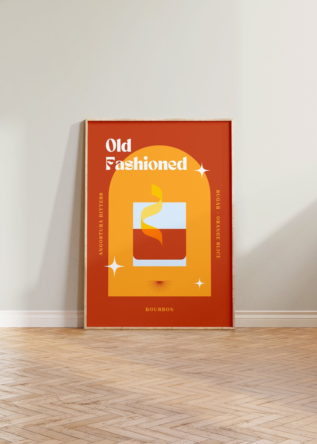 Old Fashioned Print, Retro Cocktail Poster, Bourbon Poster, Bar Decor ...
