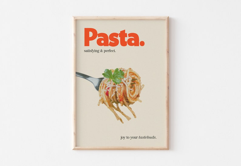 Kitchen Pasta Print, Retro Print, Kitchen Poster, Food Print, Dining ...