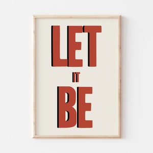Let It Be Print, Typography Print, Retro Music Print, Colourful Prints ...