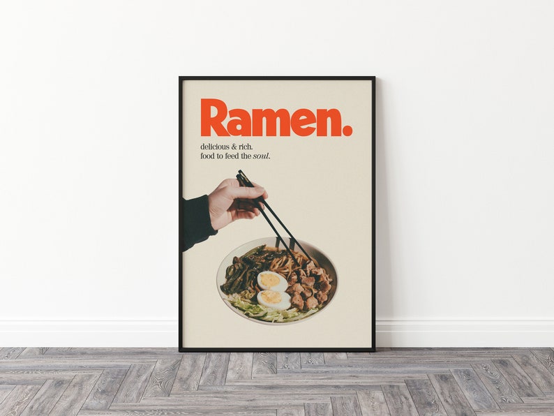 Retro Kitchen Print, Ramen Print, Dining Room Poster, Japanese Print ...