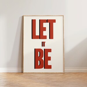 Let It Be Print, Typography Print, Retro Music Print, Colourful Prints ...